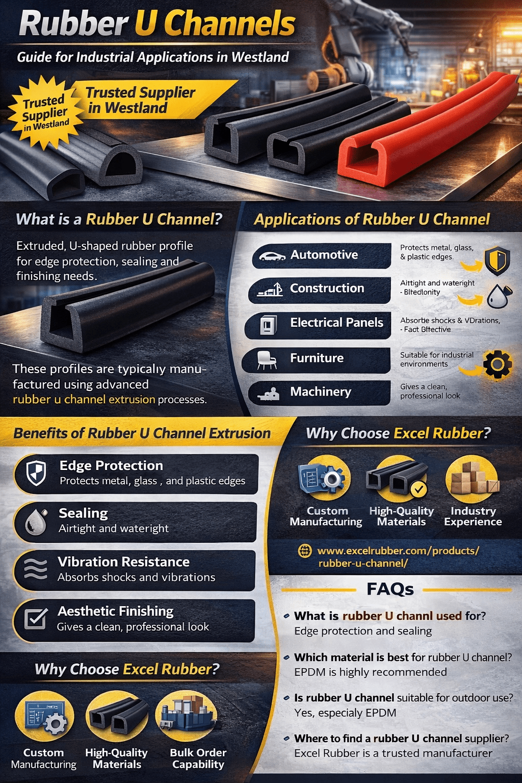 Rubber U Channel by Excel Rubber Westland